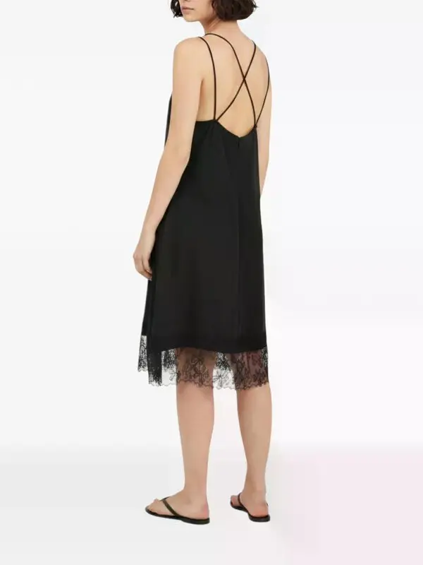 Saint Laurent Lace-trim Slip Midi Dress