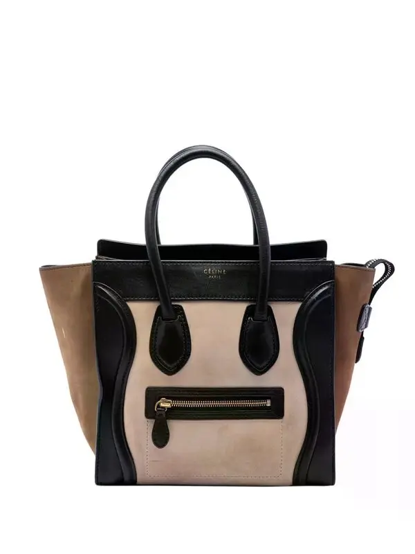 Celine 2012 Micro Tricolor Calfskin And Suede Luggage Tote Bag - White