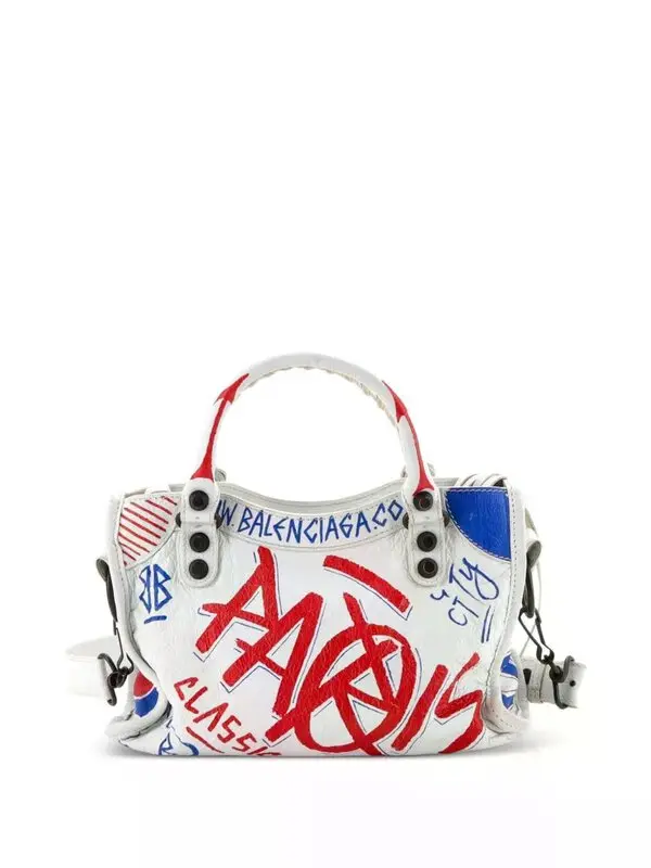 Balenciaga City Graffiti Classic Studs Bag Leather Mini Satchel - Multicolour
