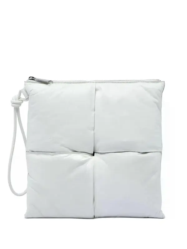Bottega Veneta 2012-2026 Nappa Maxi Intrecciato Padded Square Wristlet Pouch Clutch Bag - White