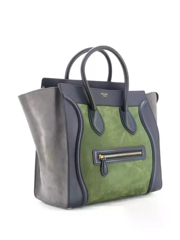 Celine Tricolor Luggage Suede Mini Tote Bag - Green