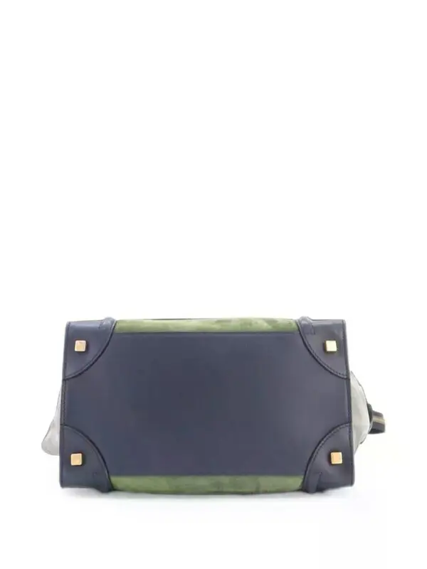 Celine Tricolor Luggage Suede Mini Tote Bag - Green