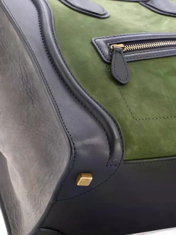 Celine Tricolor Luggage Suede Mini Tote Bag - Green