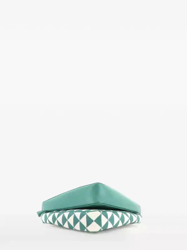 Prada Double Symbole Triangle Bag Leather And Jacquard Mini Shoulder Bag - Green