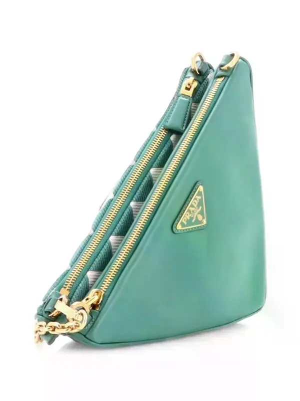 Prada Double Symbole Triangle Bag Leather And Jacquard Mini Shoulder Bag