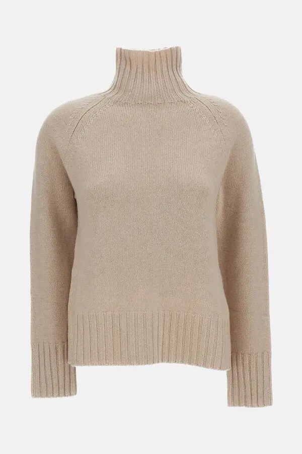 Max Mara Maglia Boxy Dolcevita In Lana E Cashmere - Bianco