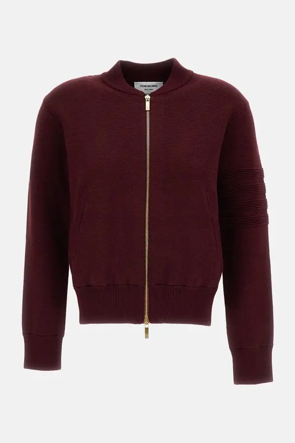 Thom Browne Bomber 4-bar In Maglia Milano E Ottoman - Rosso