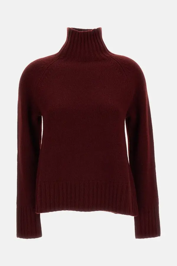 Max Mara Maglia Boxy Dolcevita In Lana E Cashmere - Rosso