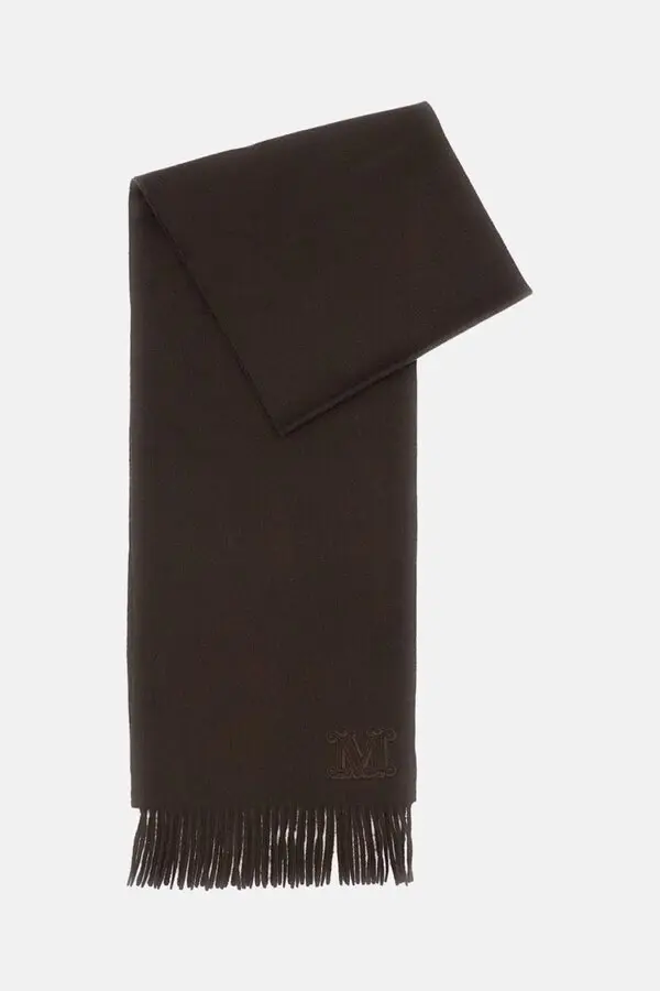 Max Mara Stola In Cashmere Monogram - Marrone