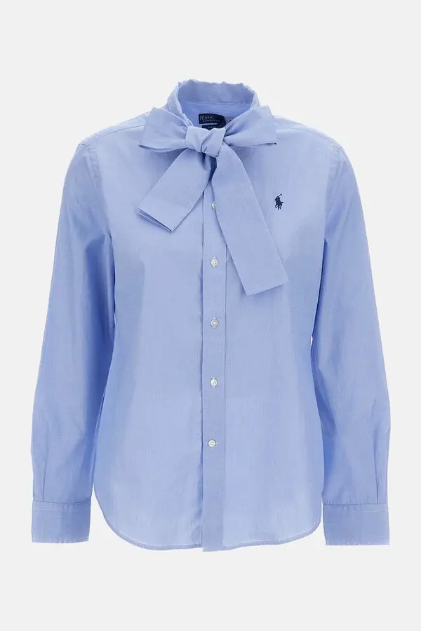 Polo Ralph Lauren Cotton Bow Blouse - Azzurro