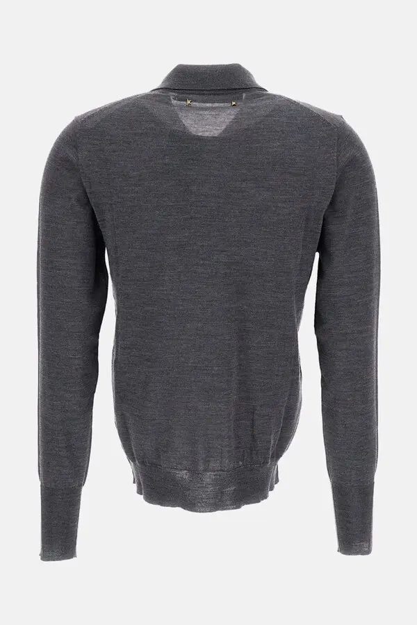 GOLDEN GOOSE Polo A Maniche Lunghe In Lana Vergine - Grigio