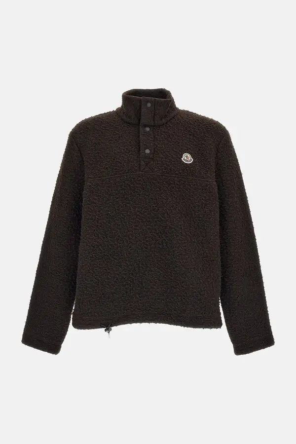 Moncler Felpa A Collo Alto Con Logo - Marrone