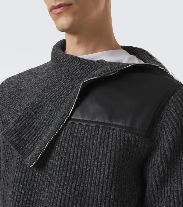 Bottega Veneta Leather-trimmed Wool And Cashmere Sweater