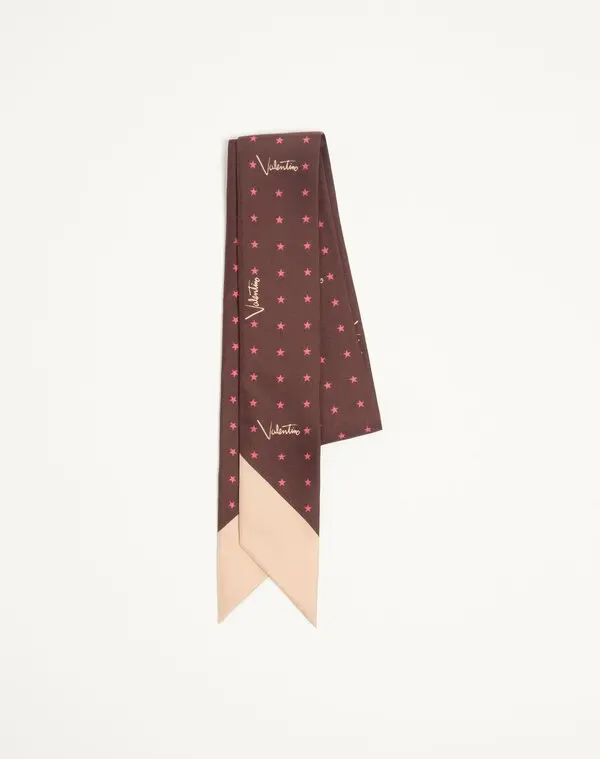 Valentino Garavani Stelline E Firma Starry Silk Bandeau Scarf - Coral/chocolate