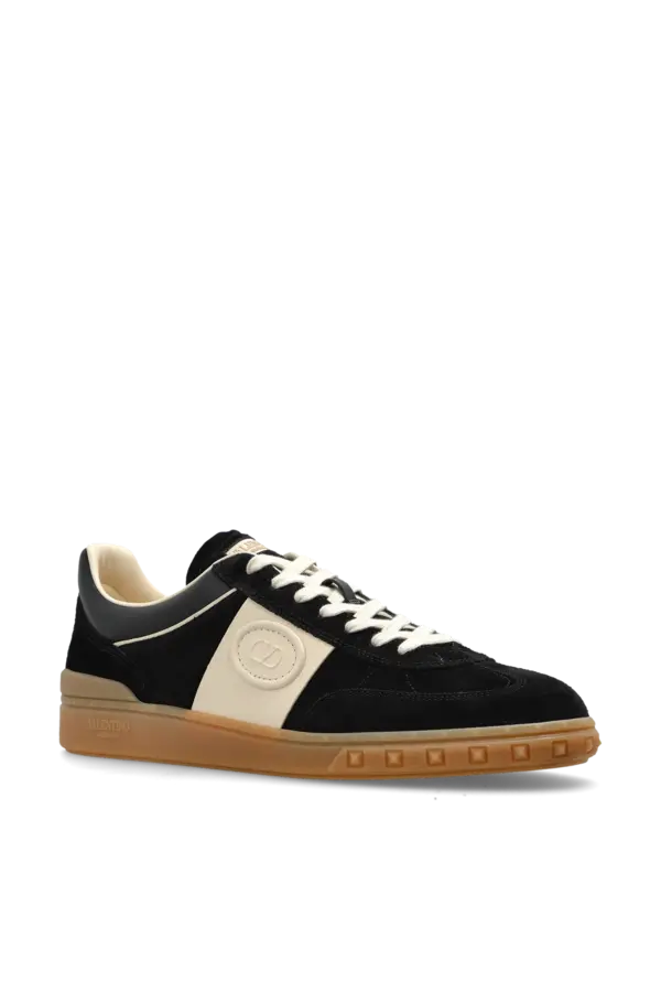 Valentino Garavani Suede And Cream Leather Low-top Sneakers