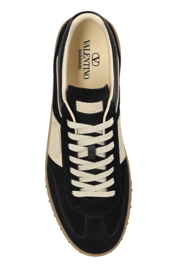 Valentino Garavani Suede And Cream Leather Low-top Sneakers
