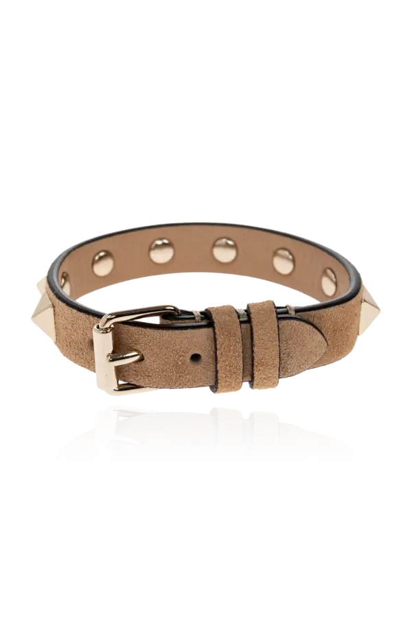 Valentino Garavani Suede Bracelet With Studs - Beige