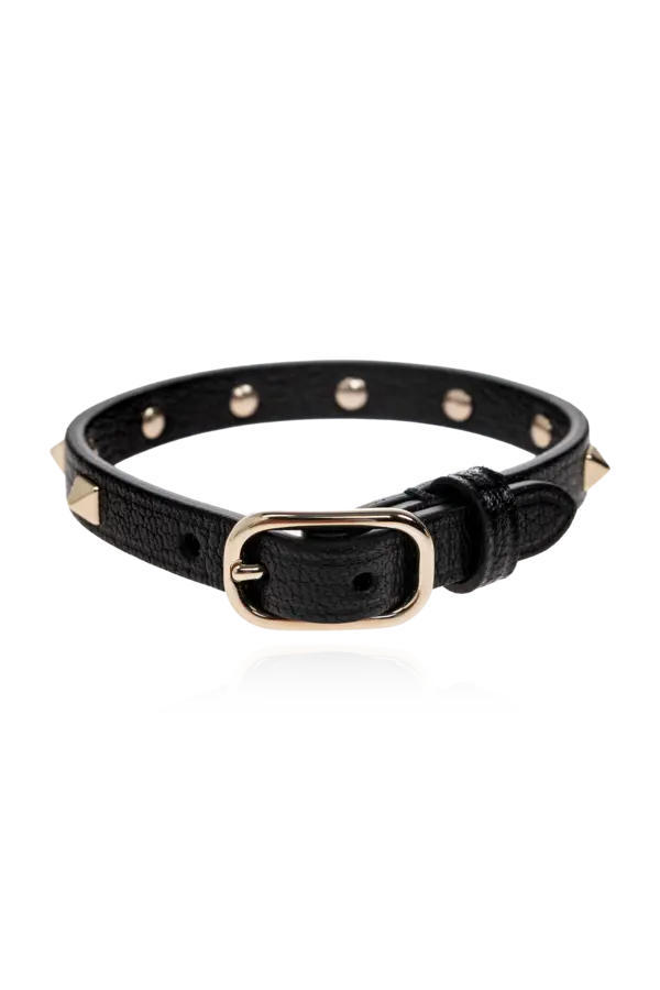 Valentino Garavani Leather Bracelet With Studs - Black
