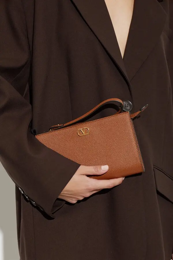 Valentino Garavani Leather Clutch With Embossed Logo