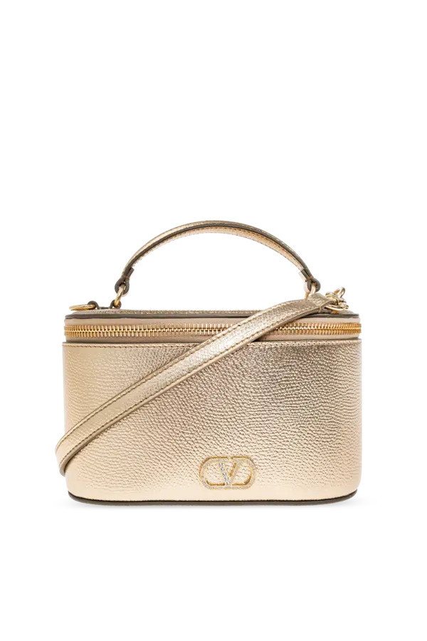 Valentino Garavani Leather Bag With Logo - Gold