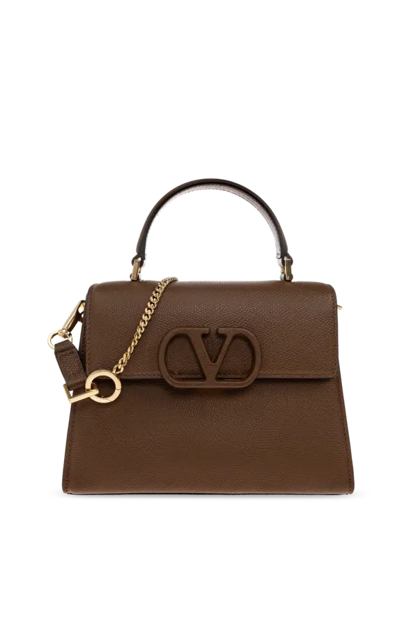 Valentino Garavani Leather Bag With Logo - Brown