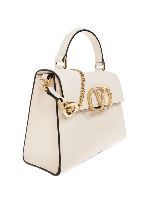 Valentino Garavani Leather Bag With Logo Finished With Crystals