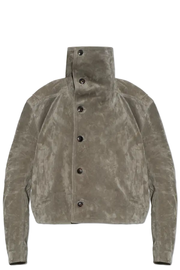 Rick Owens Jumbo Stooges’ Leather Jacket - Grey