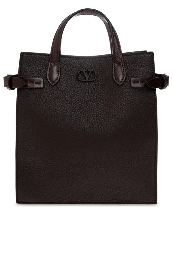 Valentino Garavani Leather Bag With Logo - Brown