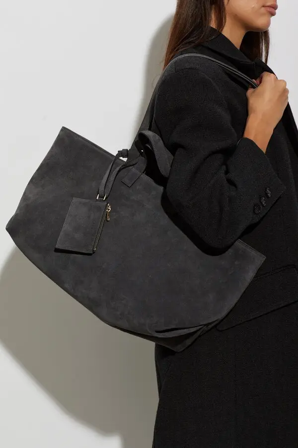 A.p.c. Suede Drummer Bag With Gold-tone Zip - Grey