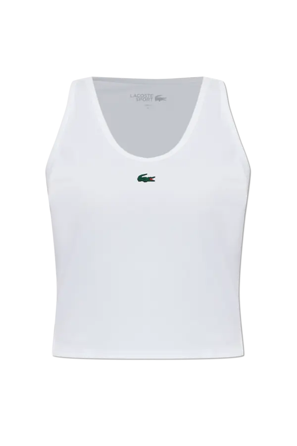 Lacoste Cropped Racerback Tank Top With Crocodile Logo