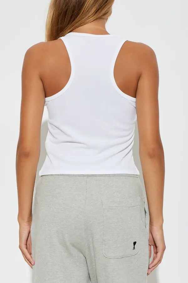 Lacoste Cropped Racerback Tank Top With Crocodile Logo