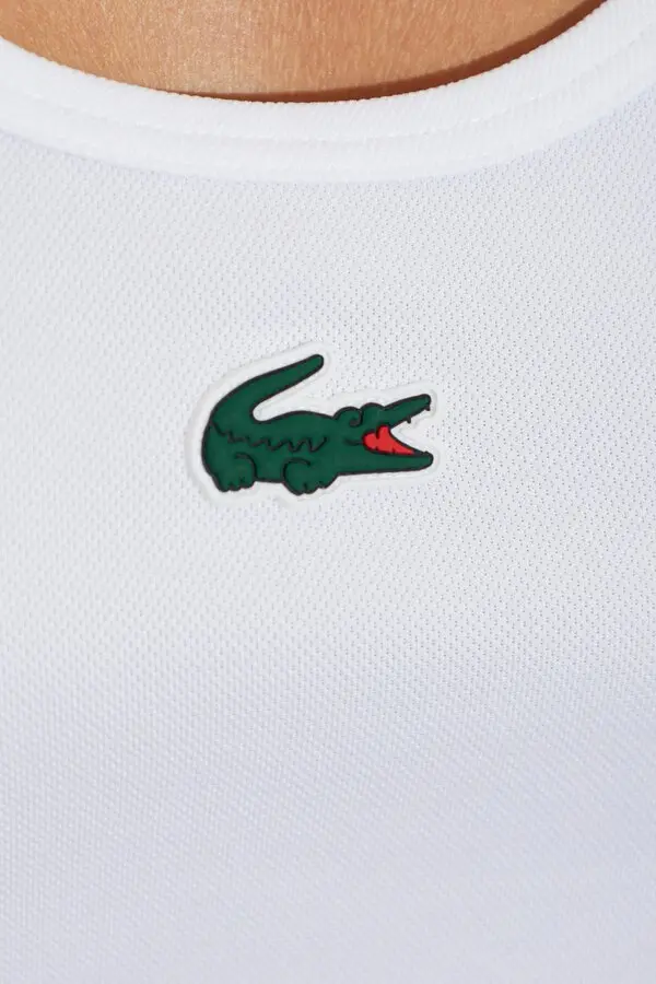 Lacoste Cropped Racerback Tank Top With Crocodile Logo