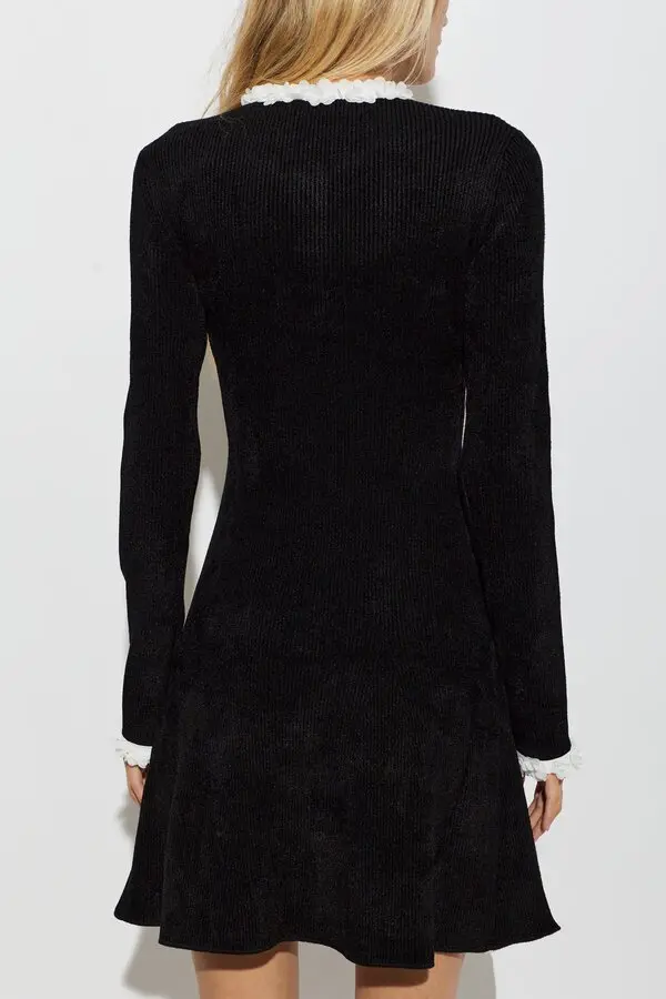 SELF-PORTRAIT Knit Dress With Floral Trim