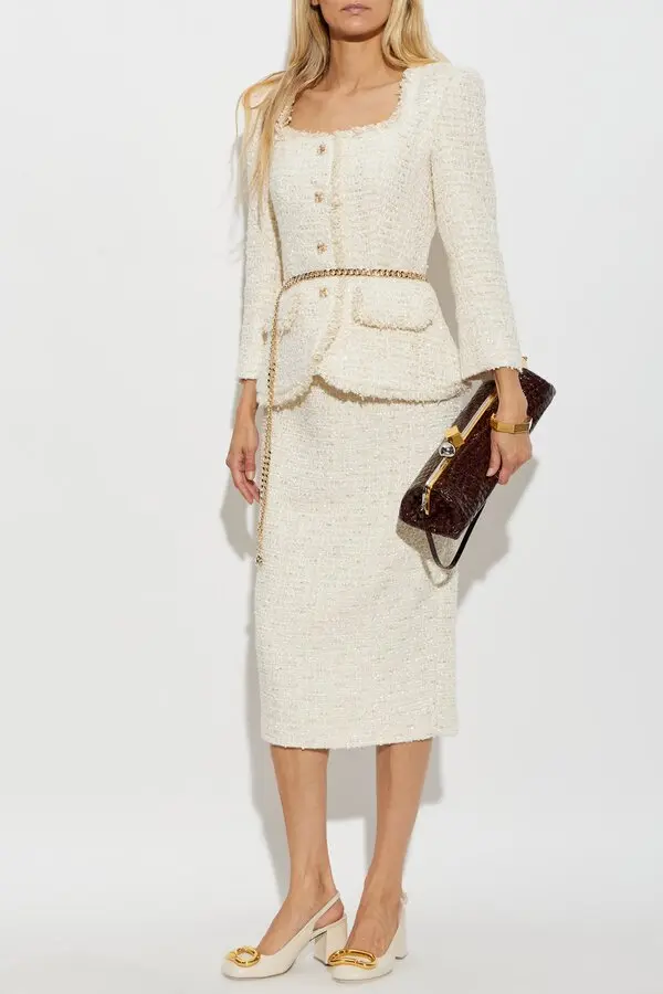 SELF-PORTRAIT Boucle Dress With Chain