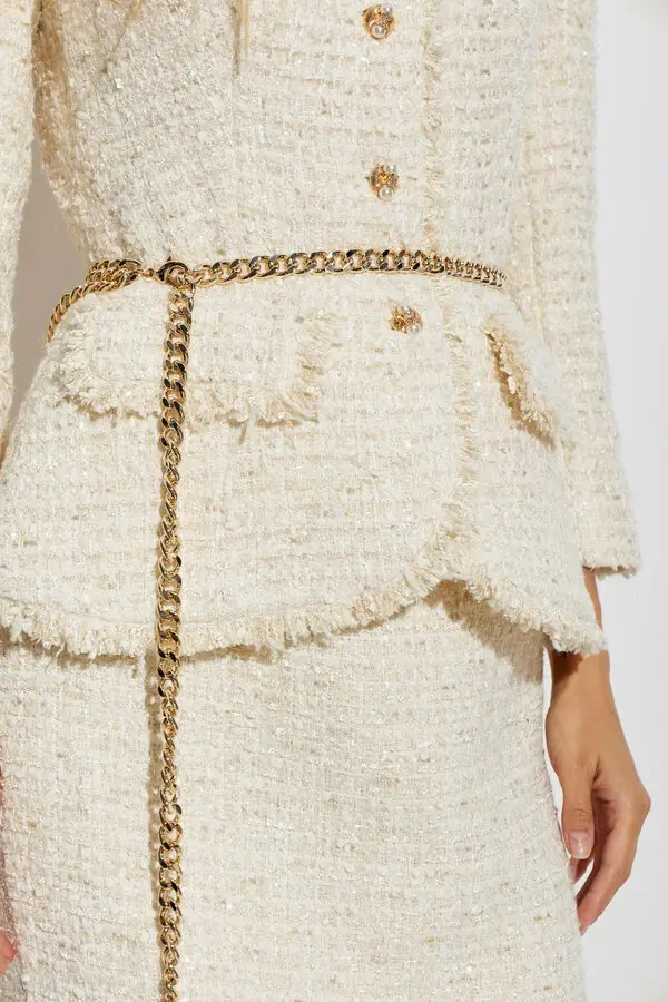 SELF-PORTRAIT Boucle Dress With Chain