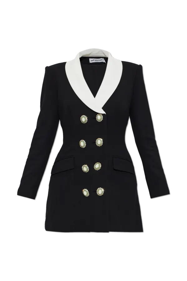 SELF-PORTRAIT Wool Dress With Decorative Buttons - Black