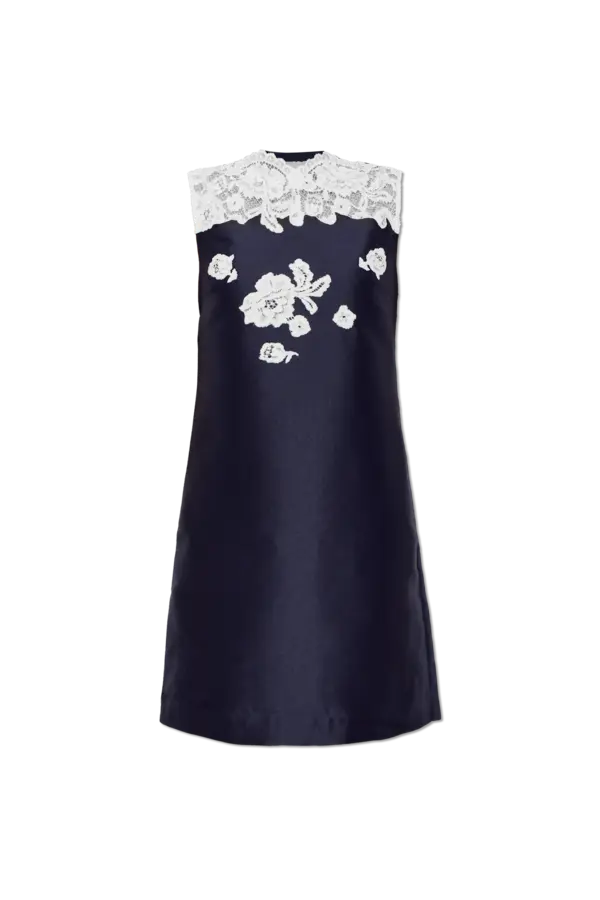SELF-PORTRAIT Dress With Lace - Navy Blue