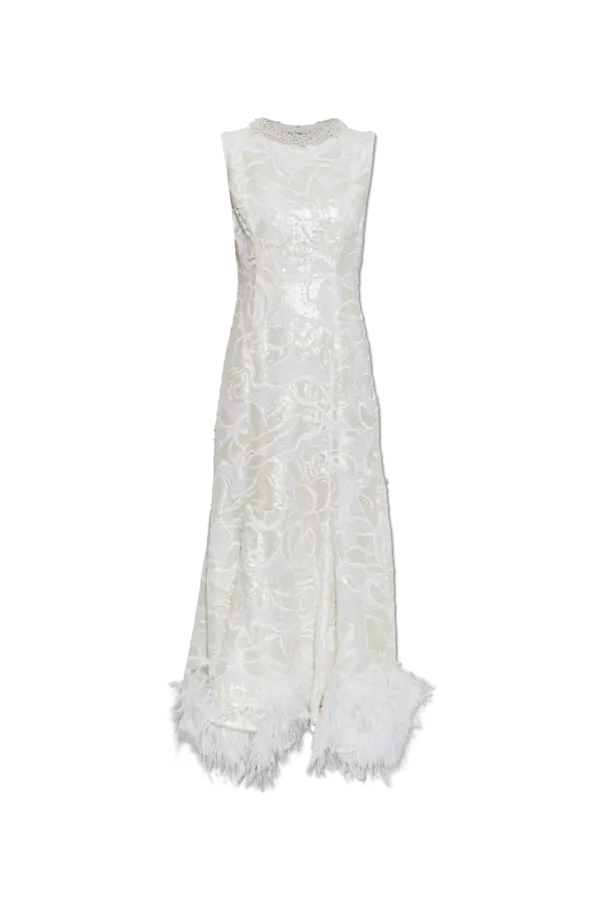 SELF-PORTRAIT Sequin And Feather Dress - White