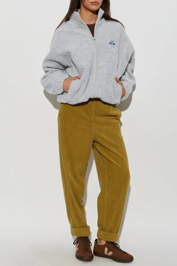 American Vintage Teddy Fleece Zip-up Sweatshirt With Logo Patch