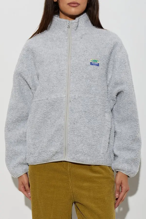 American Vintage Teddy Fleece Zip-up Sweatshirt With Logo Patch