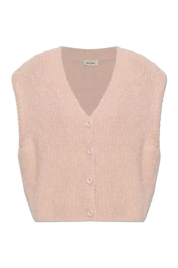 American Vintage Sleeveless V-neck Knit Vest - Pink