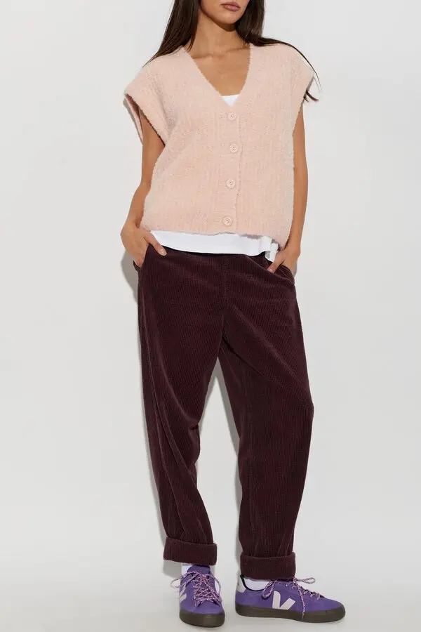 American Vintage Sleeveless V-neck Knit Vest - Pink