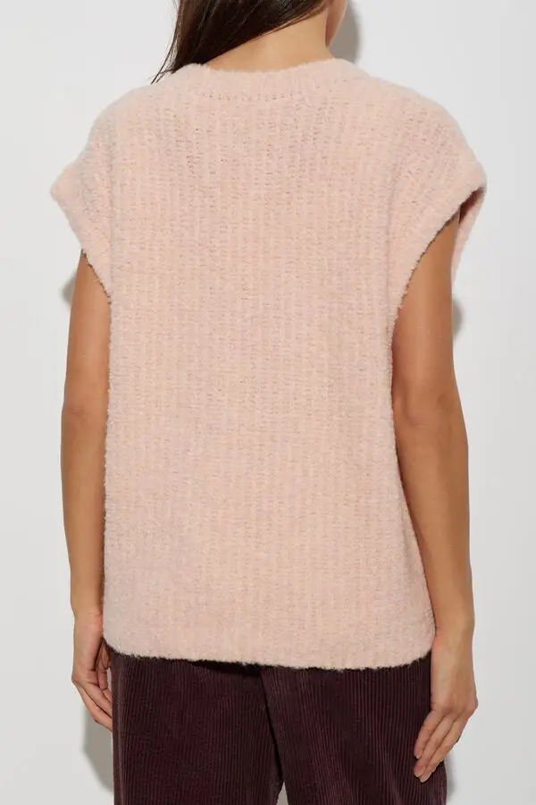 American Vintage Sleeveless V-neck Knit Vest - Pink
