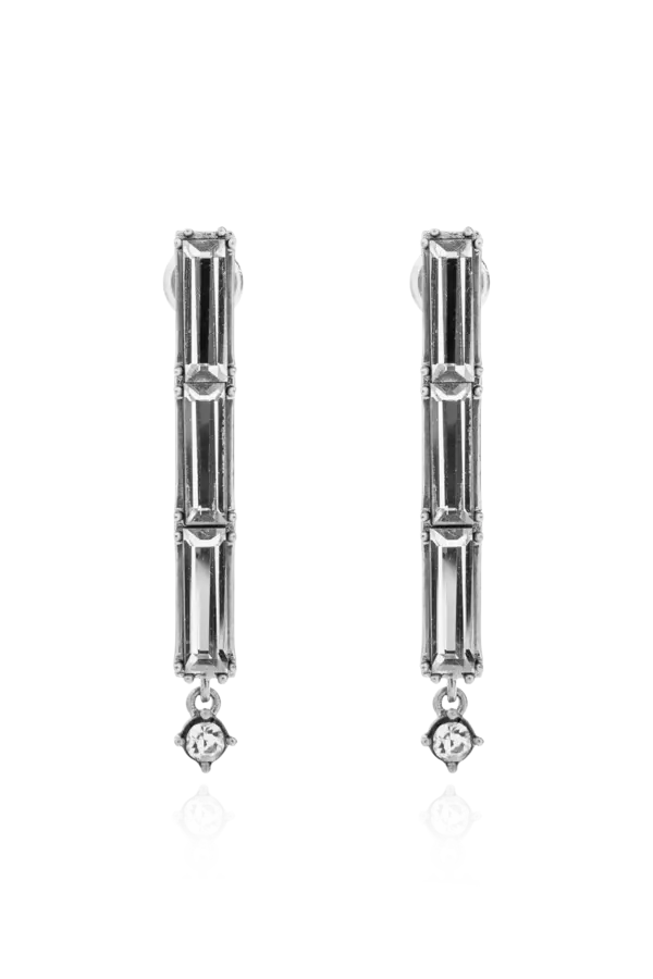 JIL SANDER Earrings With Shimmering Crystals - Silver
