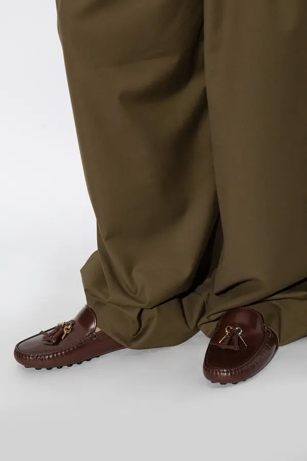 TOD'S Leather Loafers With Gold Padlock Detail