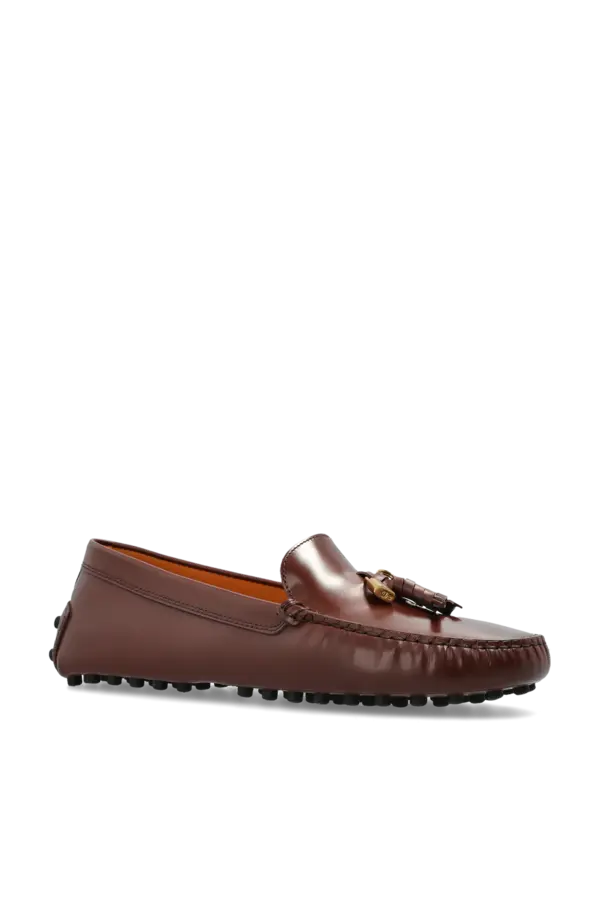 TOD'S Leather Loafers With Gold Padlock Detail