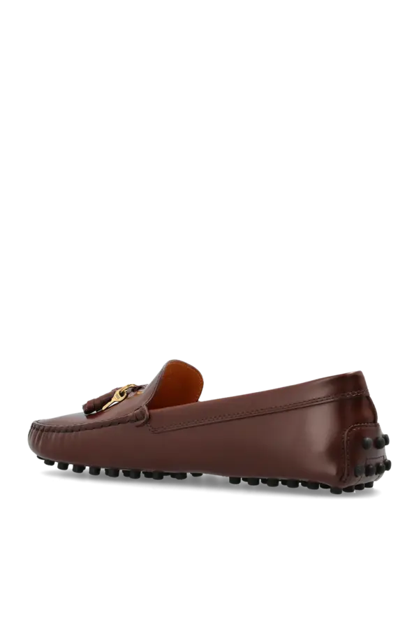 TOD'S Leather Loafers With Gold Padlock Detail