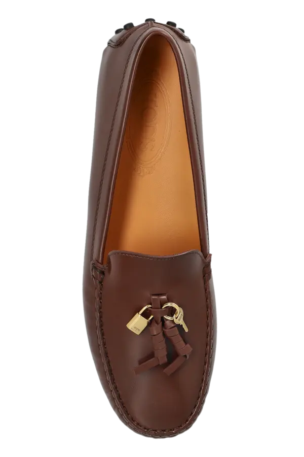 TOD'S Leather Loafers With Gold Padlock Detail