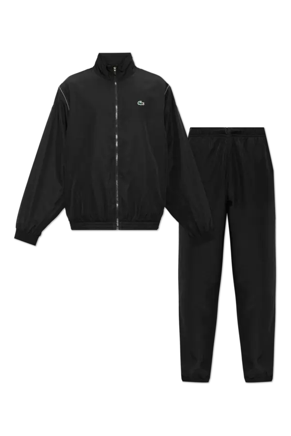 Lacoste Tracksuit With Embroidered Crocodile Logo - Black