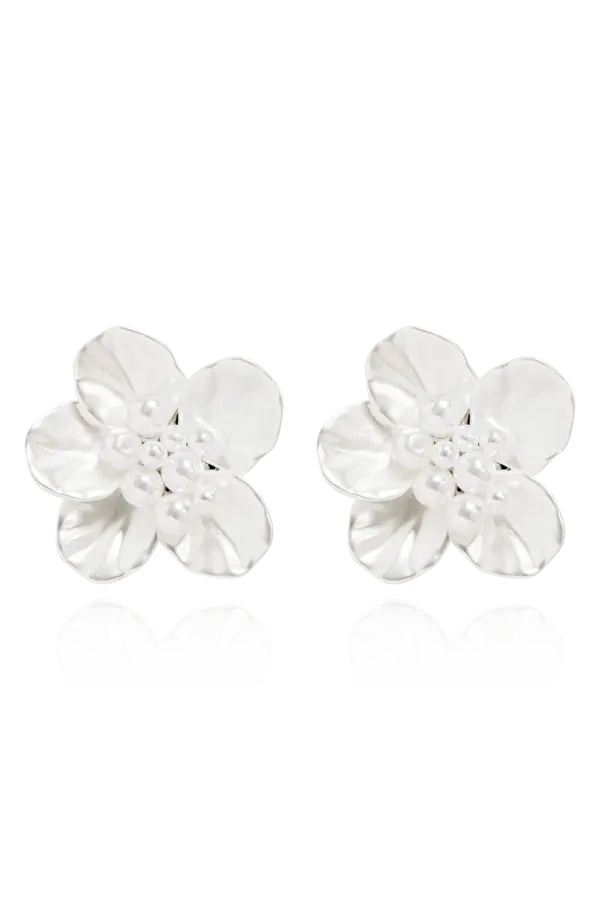 SELF-PORTRAIT Earrings With A Pearly Flower - White
